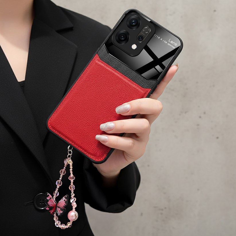 Oppo Reno 14 5G Premium Leather Lens Protective Case With Charm Strap ...