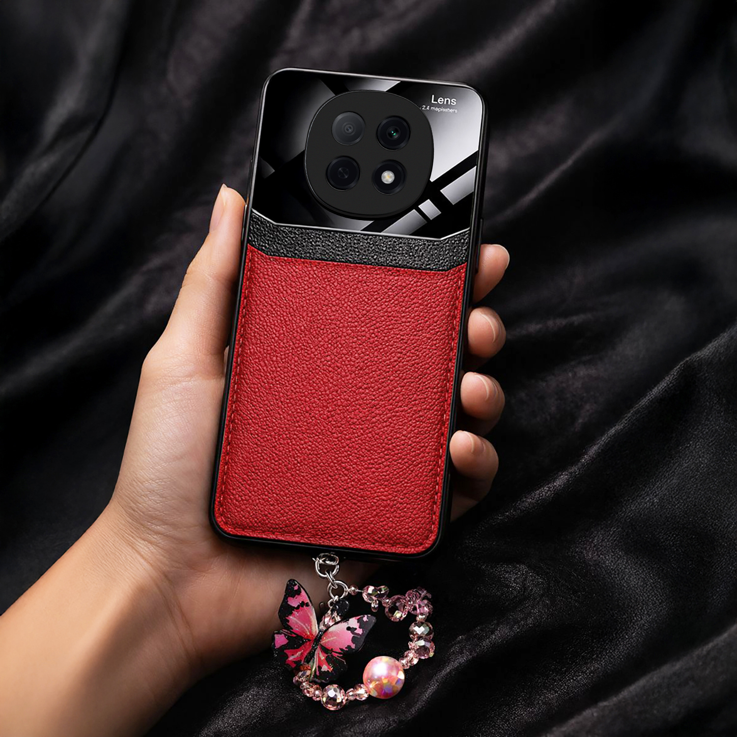 Oppo F29 Pro 5G Premium Leather Lens Protective Case With Charm Strap ...