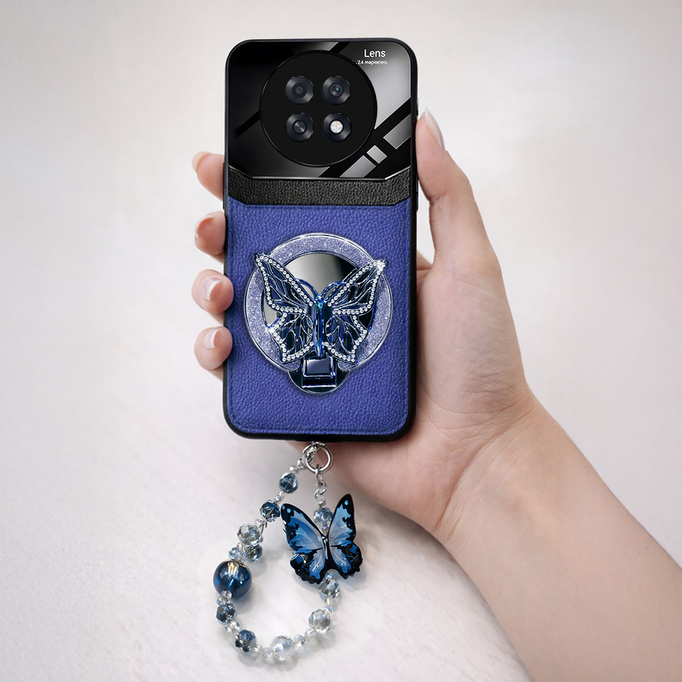 Oppo F31 Pro+ 5G Premium Leather Lens Butterfly Stand Case with Charm ...