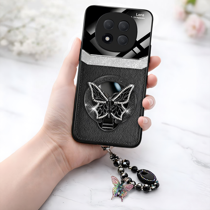 Redmi Note 14 Pro Plus 5G Premium Leather Lens Butterfly Stand Case wi ...