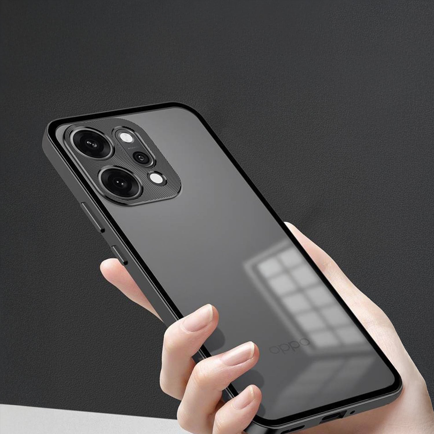 Oppo Reno14 5G Aluminium Metal Bumper Shield Transparent Back Case ...