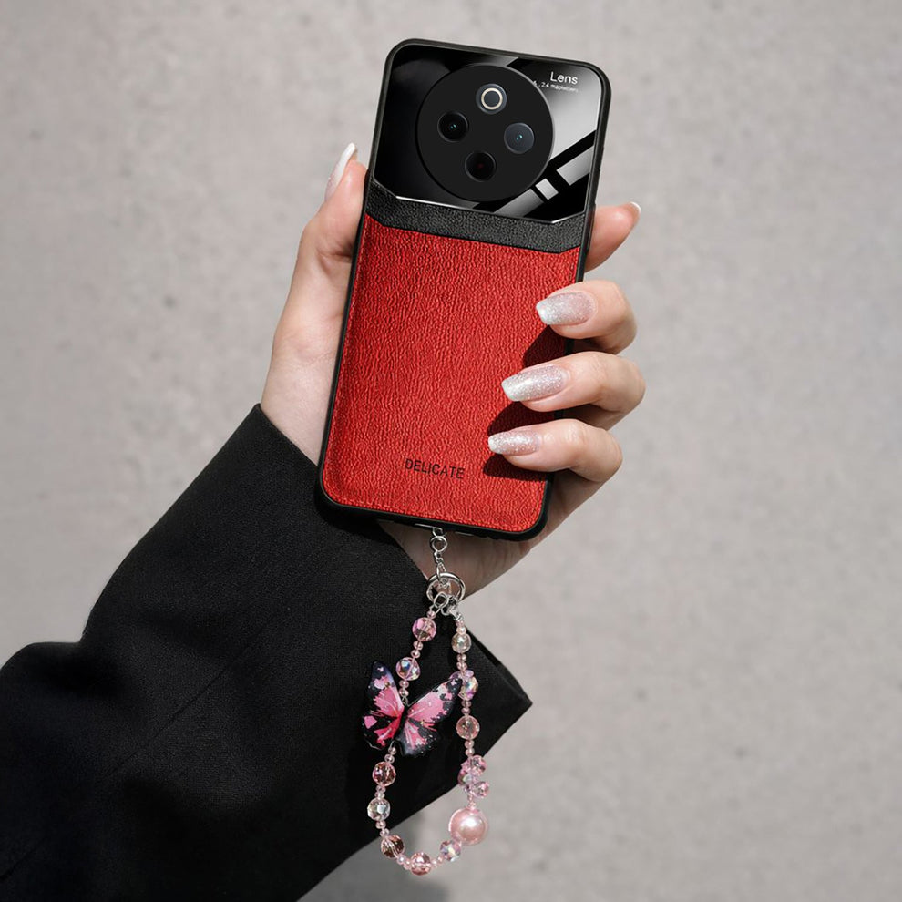 Vivo T4 5G Premium Leather Lens Protective Case With Charm Strap ...