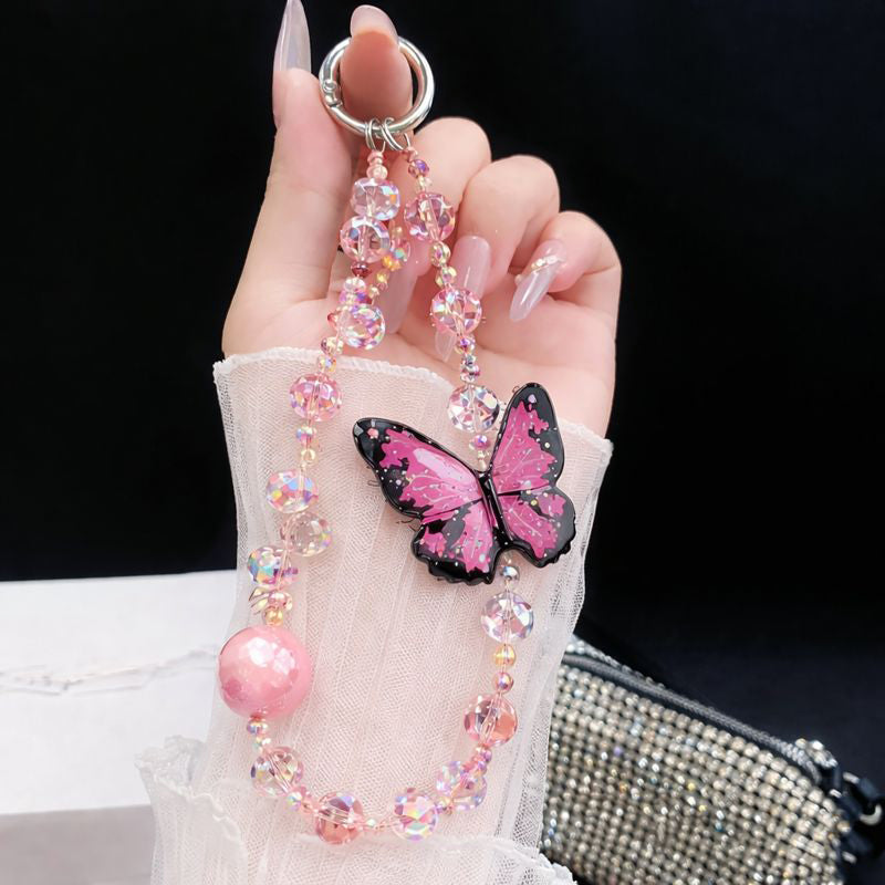 Vivo V60 5G Premium Leather Lens Butterfly Stand Case with Charm Strap ...